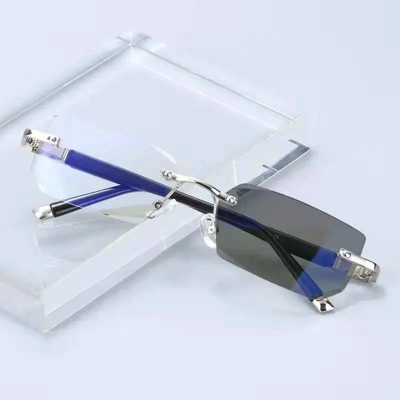 Frameless Outdoor Anti-Blue Light Smart Photochromic Reading Glasses ...
