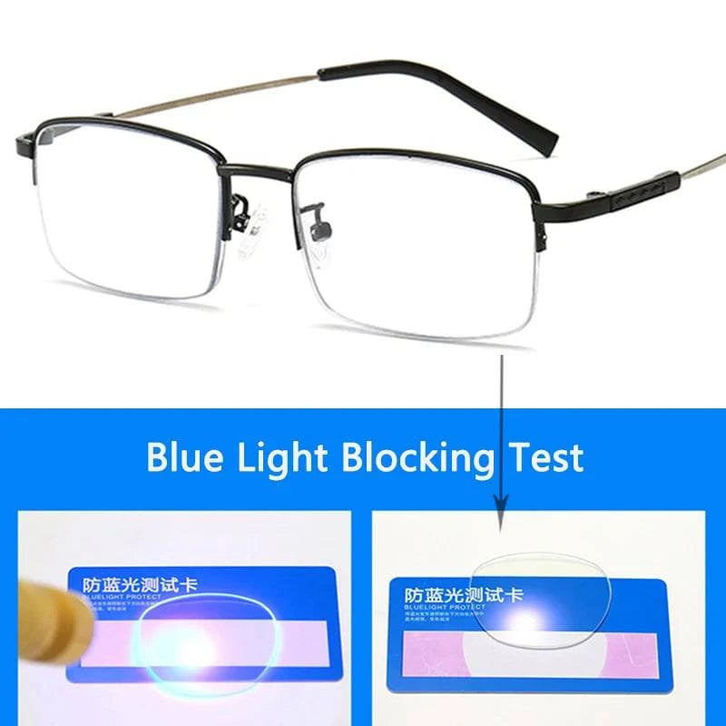 Half Rim Memory Titanium Photochromic Progressive Reading Glasses ...