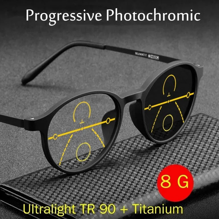 Ultra-light Titanium Photochromic Progressive Reading Glasses – SunRay ...