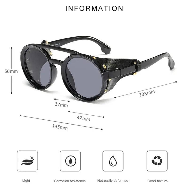 Retro Shades Fashion Leather With Side Shields Style Sunglasses ...